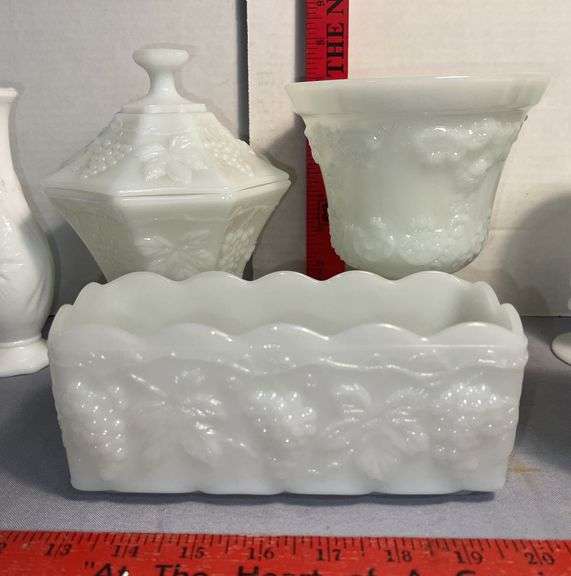 Collection of Milk Glass Vases, Candy Dishes & Unique Pieces - Sherwood ...