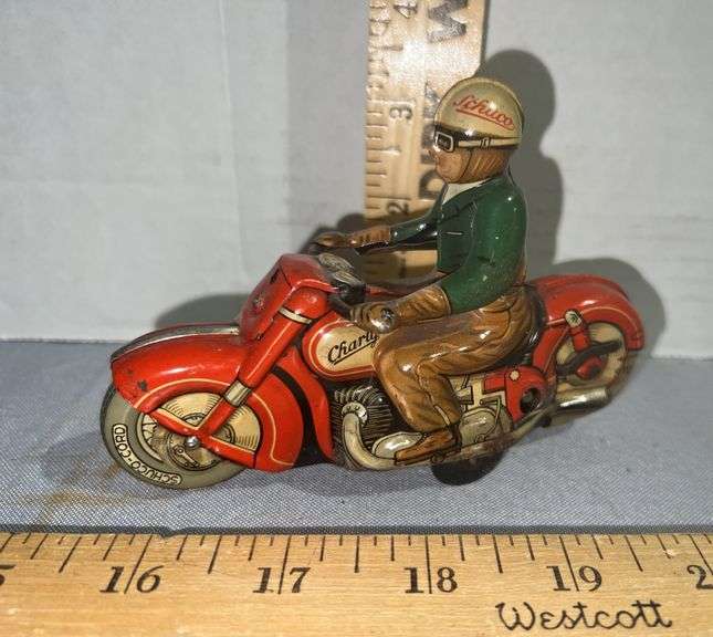 SCHUCO CURVO 1000 Motorcycle Tin Litho WindUp Toy - Sherwood Auctions