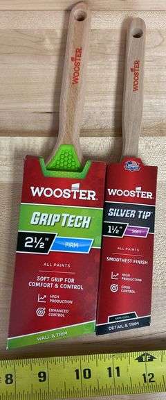 Wooster GripTech 2 1/2” and Silver Tip 1 1/2 Paint Brushes (New) - Sherwood Auctions