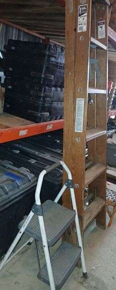 Six Foot Wooden Ladder and Step Stool - Sherwood Auctions