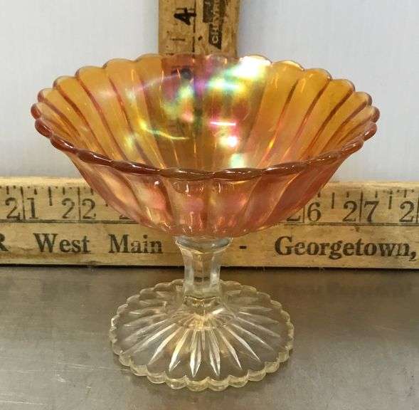 Carnival Glass Orange Marigold Small Compote Depression Glass ...