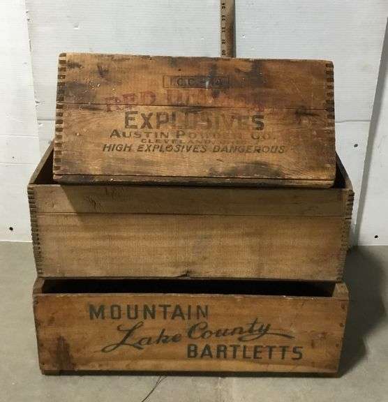 (3) Antique Wood Cargo Boxes - Sherwood Auctions