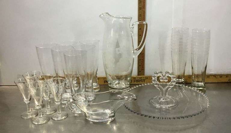 Anchor Hocking Gravy Boat, Candlewick Sandwich Tray, Large Pitcher ...