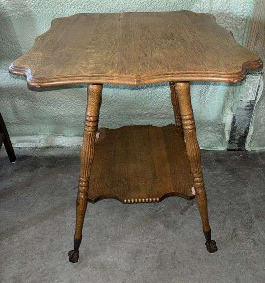 Oak Vintage Parlor table with claw feet 24” X 23” X 29” - Sherwood Auctions