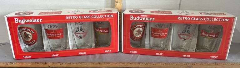 Two New Boxes of Budweiser Retro Glasses - Sherwood Auctions