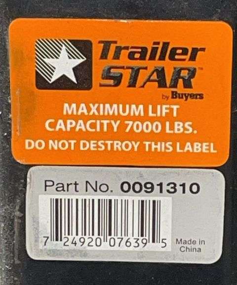 Trailer Star Lift Capacity 7000 lbs Jack - Sherwood Auctions
