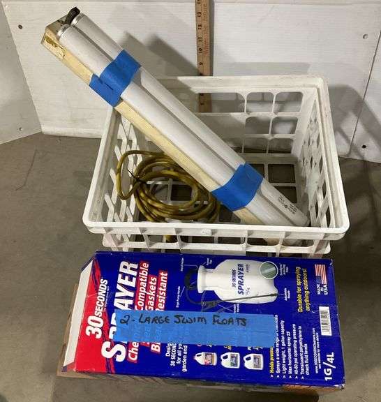 2 Large Swim Floats, Fluorescent Light (lights up) & Plastic Milk Crate ...