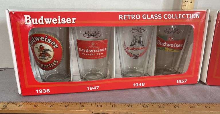 Two New Boxes of Budweiser Retro Glasses - Sherwood Auctions