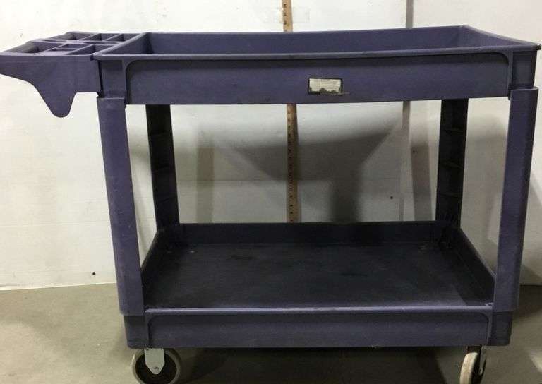 46”x25.5”x33.5” Plastic Purple Cart on Wheels - Sherwood Auctions