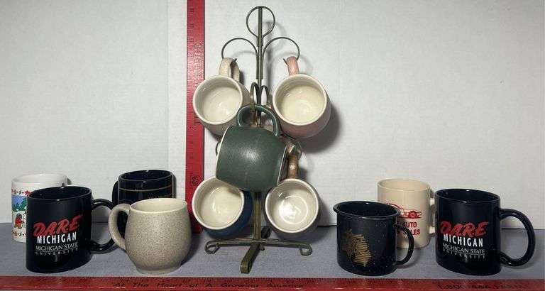Nice Assortment of Mugs & Mug Tree - Sherwood Auctions