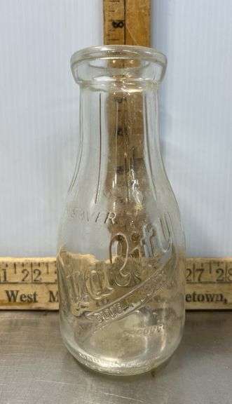 Weaver Quality Blue Ribbon Glass Pint Milk Bottle - Sherwood Auctions