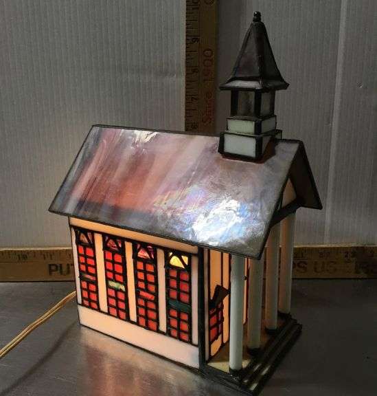 Stained Glass Light Up Church (has power) - Sherwood Auctions