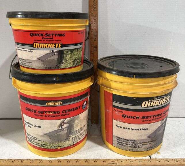 Three Buckets of Quick-Setting Cement- One 20lb is 1/2 Full; 2 never ...