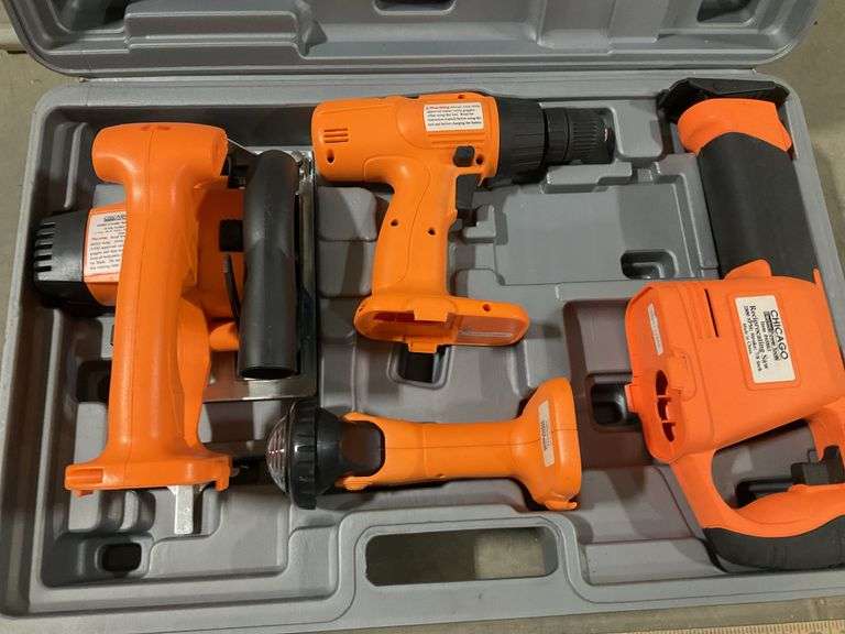 Box of Battery Powered Tools ( no batteries) - Sherwood Auctions