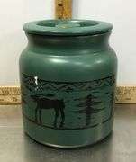 Vintage Green Pottery Moose Cookie Jar - Sherwood Auctions