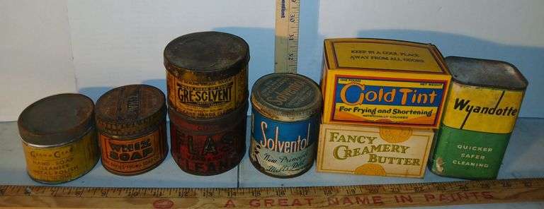 Primitive Tins of Hand Cleaners - Sherwood Auctions