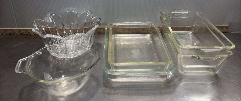 PYREX Bread Pans, Dishes, Measuring Cup & Cut Glass Bowl - Sherwood ...