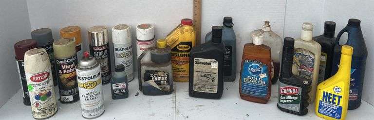Assortment of Automotive Oils & Spray Paints - Sherwood Auctions