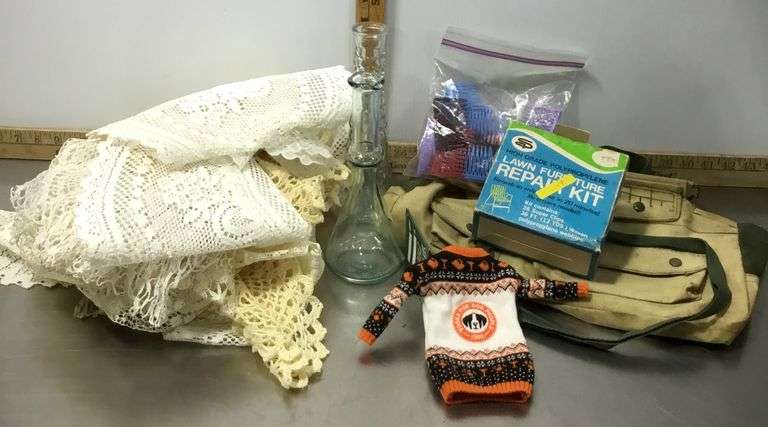Lace Dollies, Fishing Bag, Lawn Furniture Repair Kit, Clear Glass Vases ...