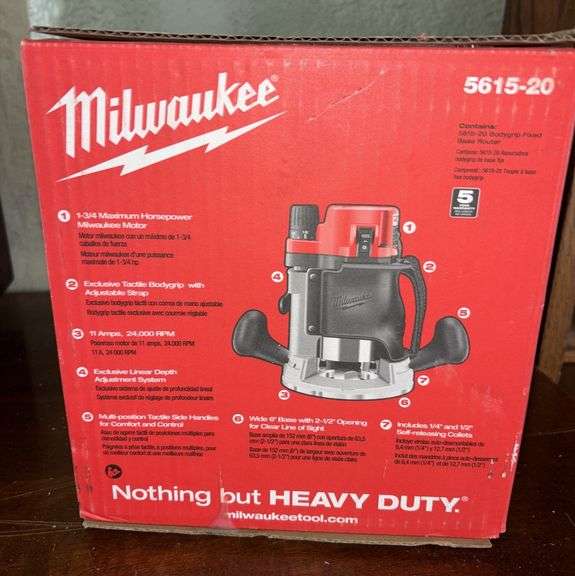 Milwaukee Bodygrip Fixed Base Router- New In Box - Sherwood Auctions