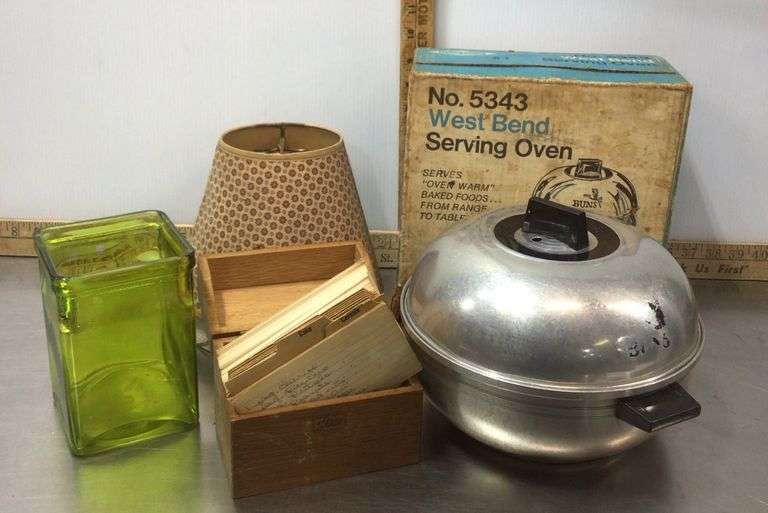 West Bend Serving Oven #5342, Wood Recipe Box, Lamp Shades and Green ...