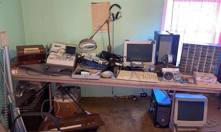 8’ Table w/ Amazing Collection of Electronics + Misc. HAM Radio ...