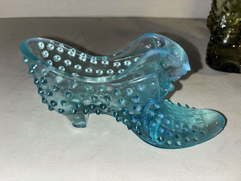 Fenton Glass Hobnail Cat Head Slippers - Sherwood Auctions