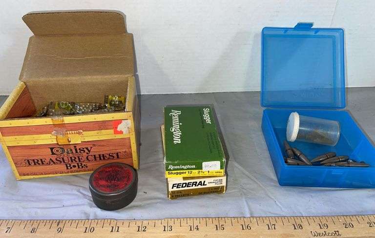 Daisy BB’s, Ten 12 Gauge Shotgun Shells & Misc. Bullets - Sherwood Auctions