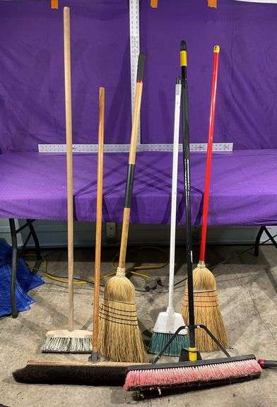 6 Pc. Assorted Shop Brooms - Sherwood Auctions