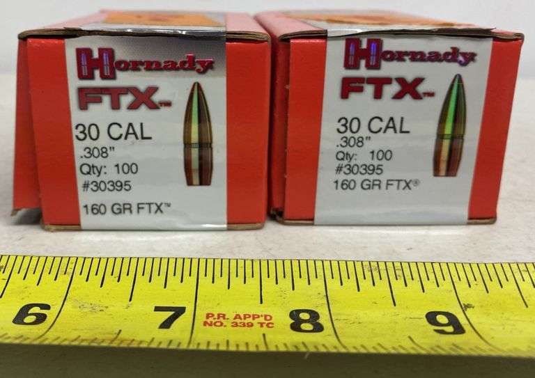 186 Ct. Hornady FTX 30 Cal .308” 160 GR FTX Bullets - Sherwood Auctions