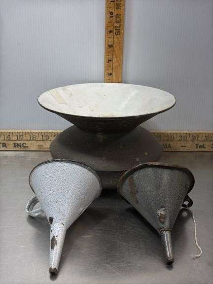 Cast Iron Spittoon & Funnels - Sherwood Auctions