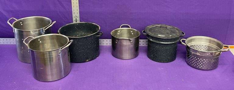 Assorted Stock Pots & Steamer Inserts - Sherwood Auctions