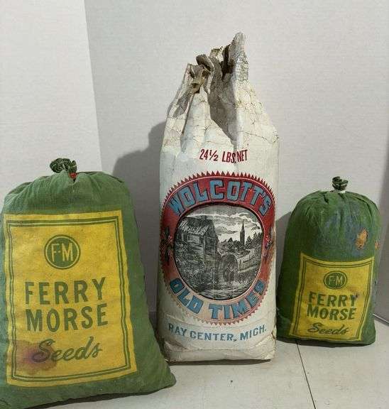 Cloth Seed Bags- Ferry-Morse Seed Company & Wolcott's Old Times Bag ...