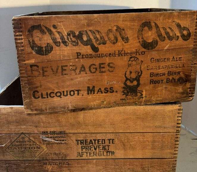 Clicquot Club Beverages Wooden Crate- Soda Company Founded in 1881 ...