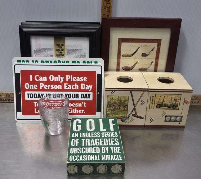 Framed Newspaper Clippings, Kleenex Box Covers, Golf Decor & Signs ...