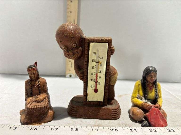 Diaper Dan 1949 Thermometer & Two Native American Woman Figures ...