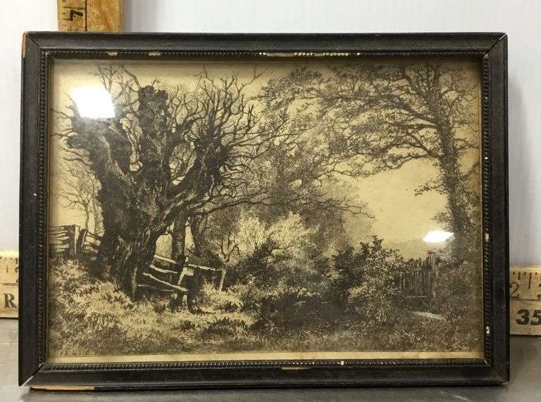 Wooden Crate, Framed Lithograph Landscape, Richard E. Bishop Framed ...