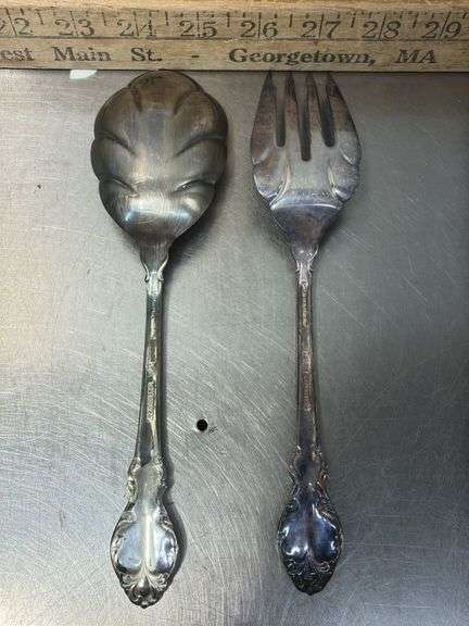 Holmes & Edwards Deep Silver Serving Spoon & Fork - Sherwood Auctions