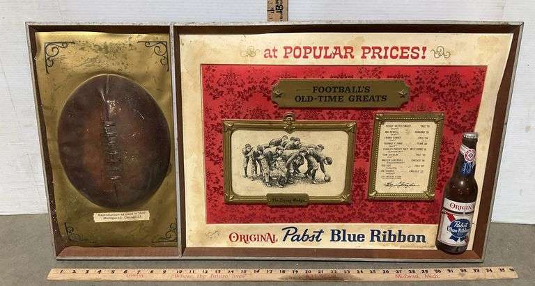 Pabst Blue Ribbon Plastic Football Beer Sign - Sherwood Auctions