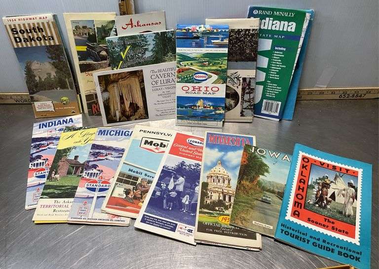 Box of Vintage Road Maps - Sherwood Auctions