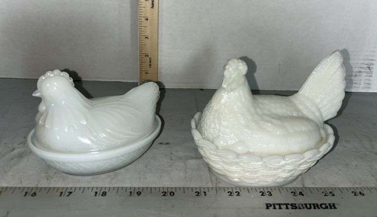 Milk Glass Nesting Hens - Sherwood Auctions