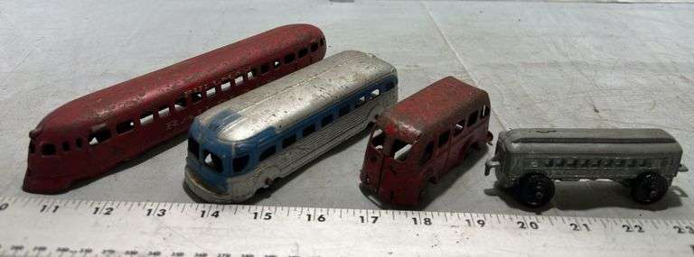 Pullman Railplane 1930s, Greyhound Lines bus 1930s, Marx Pressed Steel ...