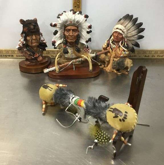Vintage American Indian Hand Rattle Replica and Decorative Statues ...