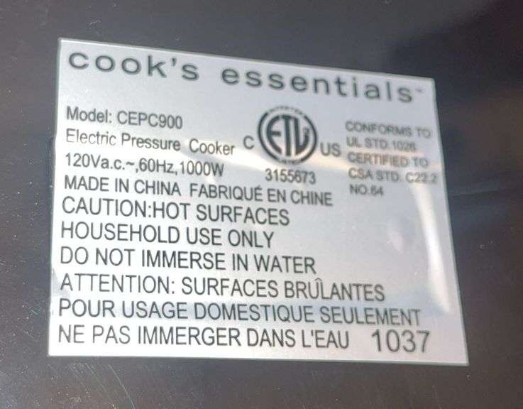 Cooks Essential Pressure Cooker- Model CEPC900- has power - Sherwood ...