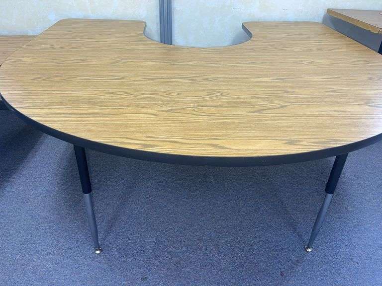 Adjustable Height Kidney Shaped Table (59”L, 65”W) - Sherwood Auctions