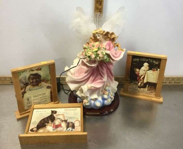Goldenvale Fiber Optic Angel and Wood Framed Vintage Ads - Sherwood ...