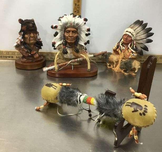Vintage American Indian Hand Rattle Replica and Decorative Statues ...