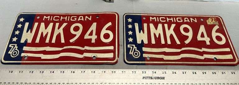 Michigan Centennial 1976 License Plates - Sherwood Auctions