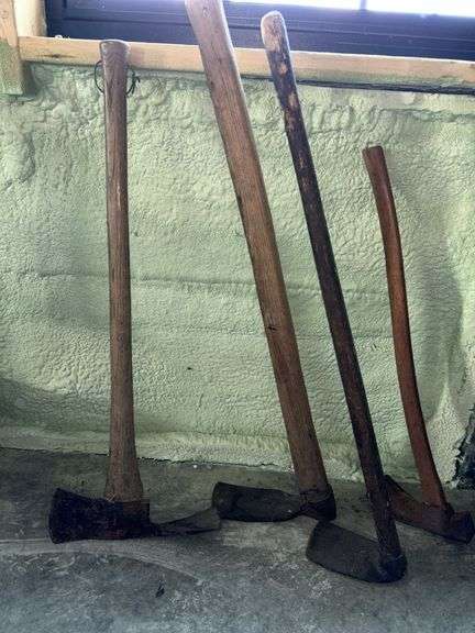 Primitive Axes with Wood Handles - Sherwood Auctions
