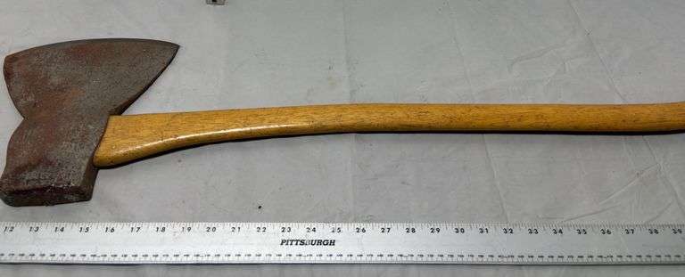 288 Lbs Hand forged broad hewing axe w/ 31” Handle - Sherwood Auctions